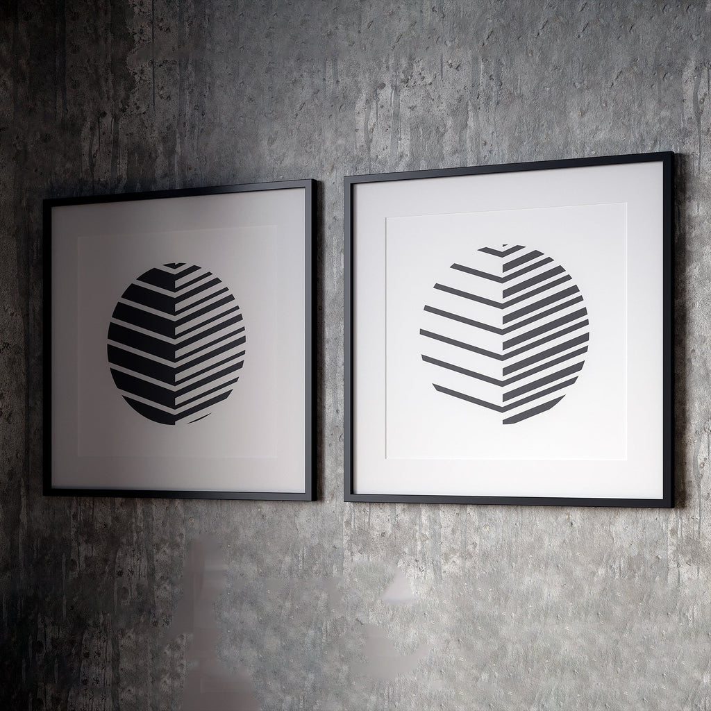 Elegant Tempo Art Set with Black Frame & Passe-partout | SABBA Designs